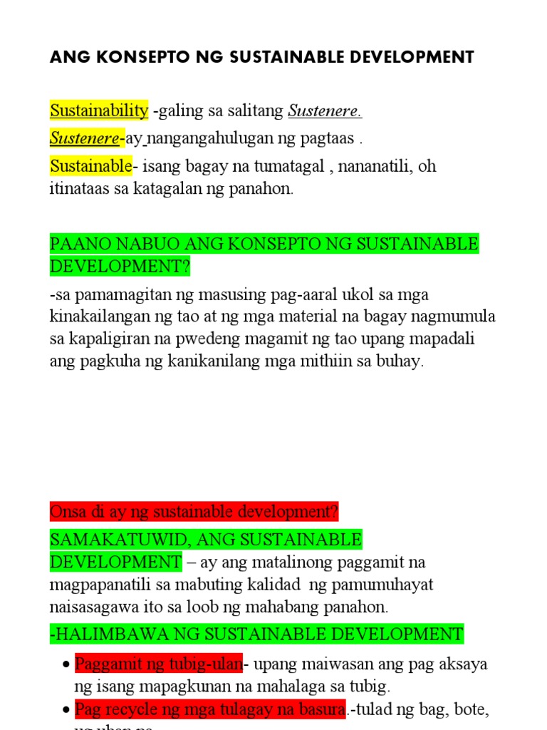 Ang Konsepto NG Sustainable Development | PDF