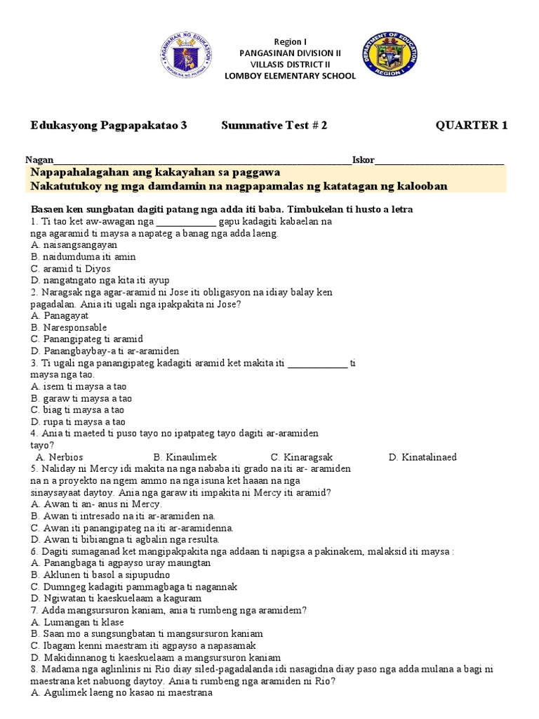 1st Grading 2nd-SUMMATIVE-TEST-2020-2021 | PDF