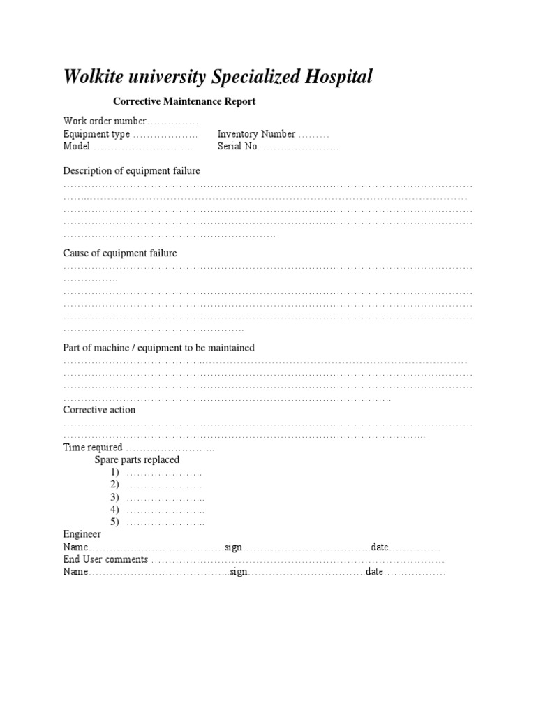 Corrective Maintenance Report | PDF