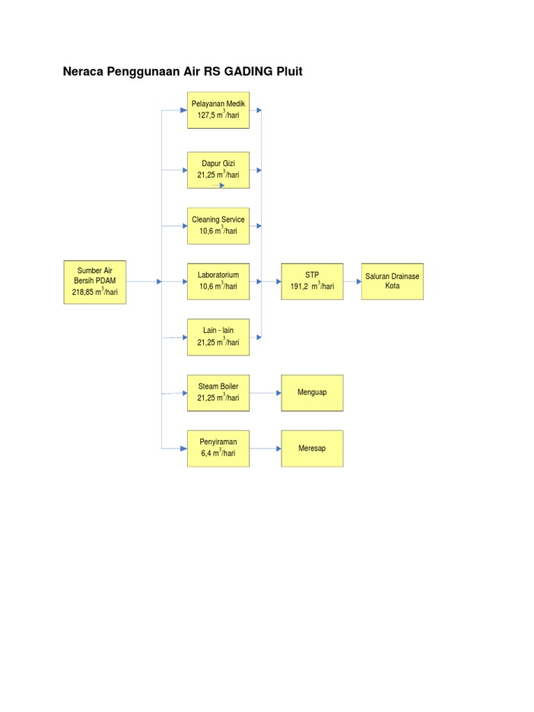 Neraca Penggunaan Air RS GADING Pluit PDF | PDF
