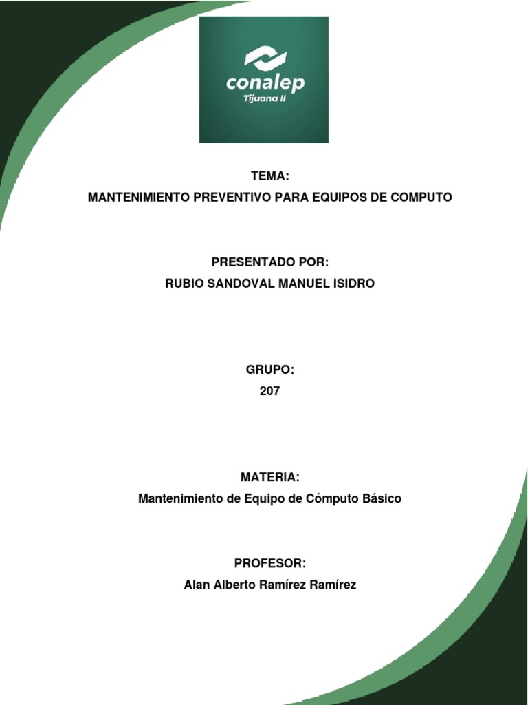Mantenimiento de Equipo de Computo Básico Portada | PDF | Hardware de ...
