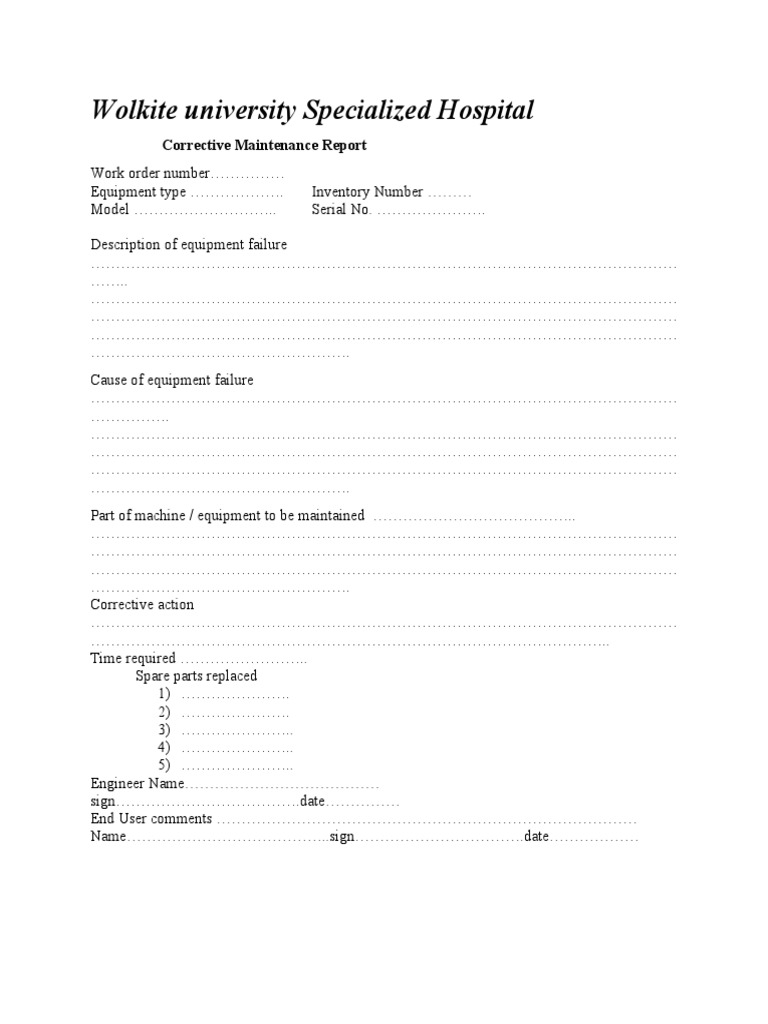 Corrective Maintenance Report | PDF