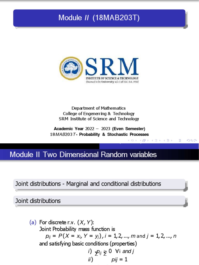 UNIT 2 Probability and Random Processes PDF | PDF | Probability Distribution | Probability ...