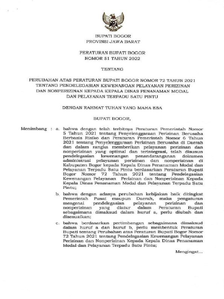 2022 Perbup Kabupaten Bogor 051 | PDF