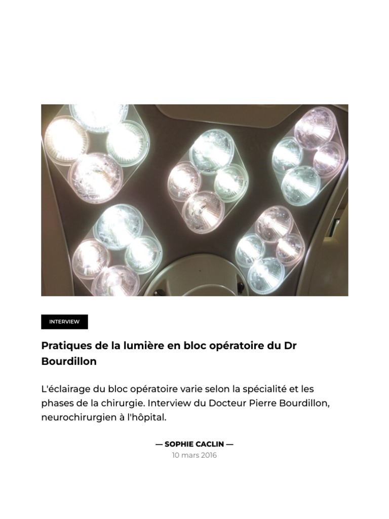 Pratiques de La Lumière en Bloc Opératoire Du DR Bourdillon | PDF ...
