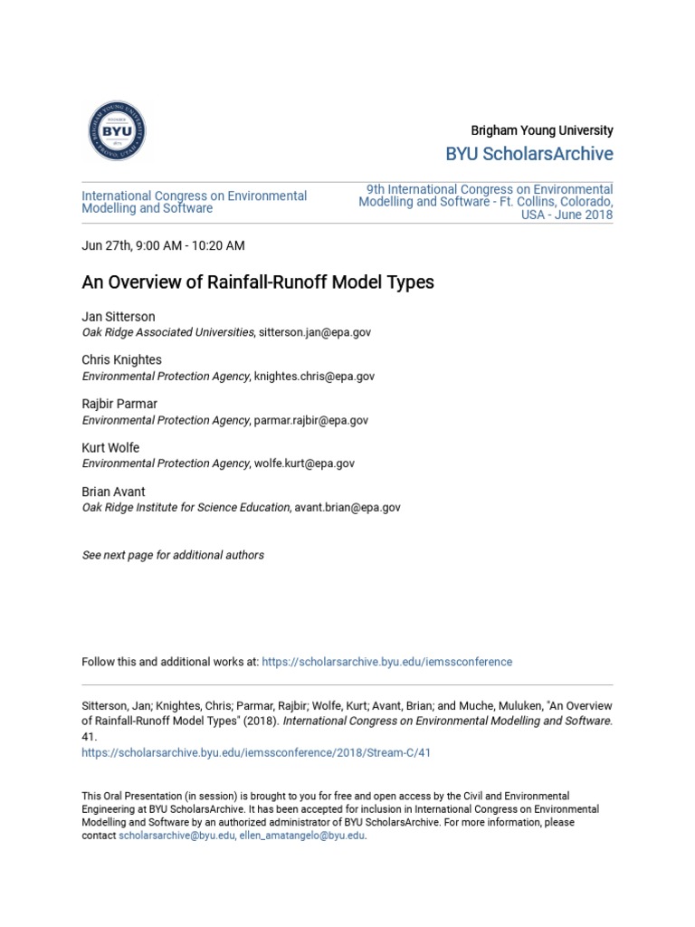 An Overview of Rainfall-Runoff Model Types | PDF | Surface Runoff ...