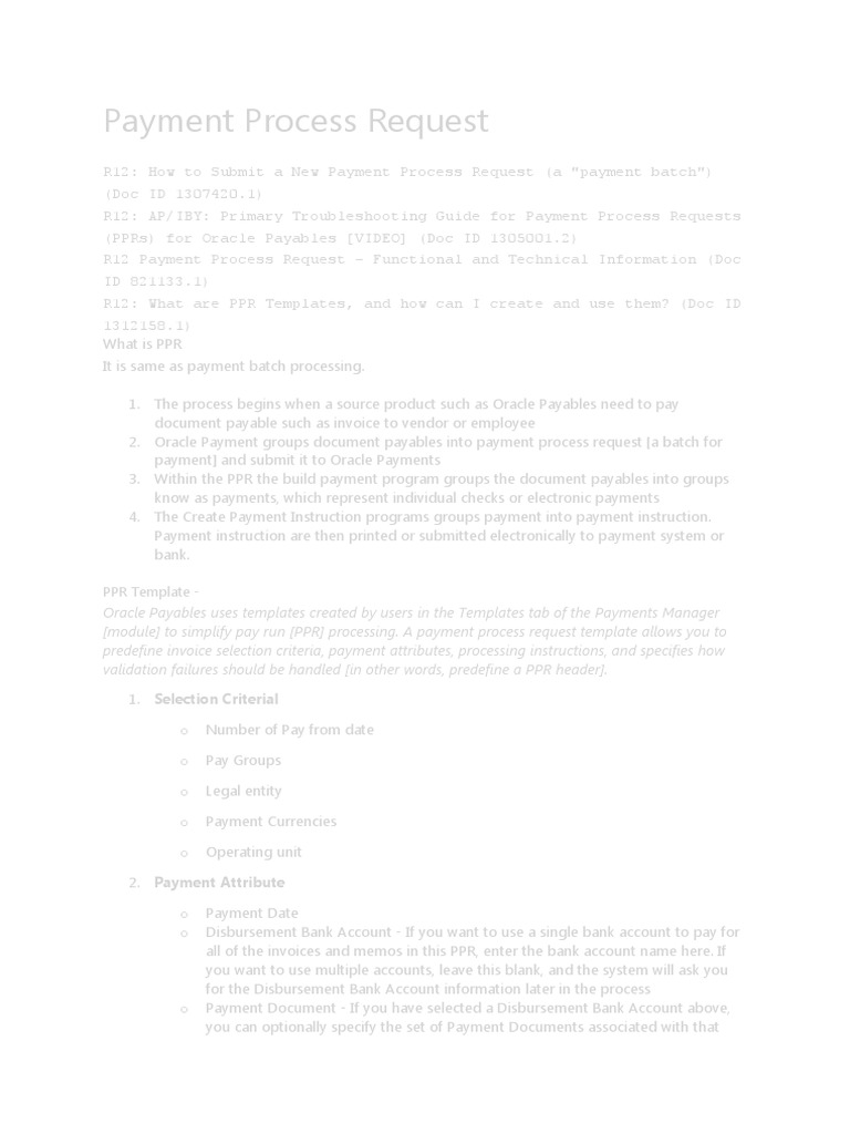 Payment Process Request | PDF | Accounts Payable | Payments