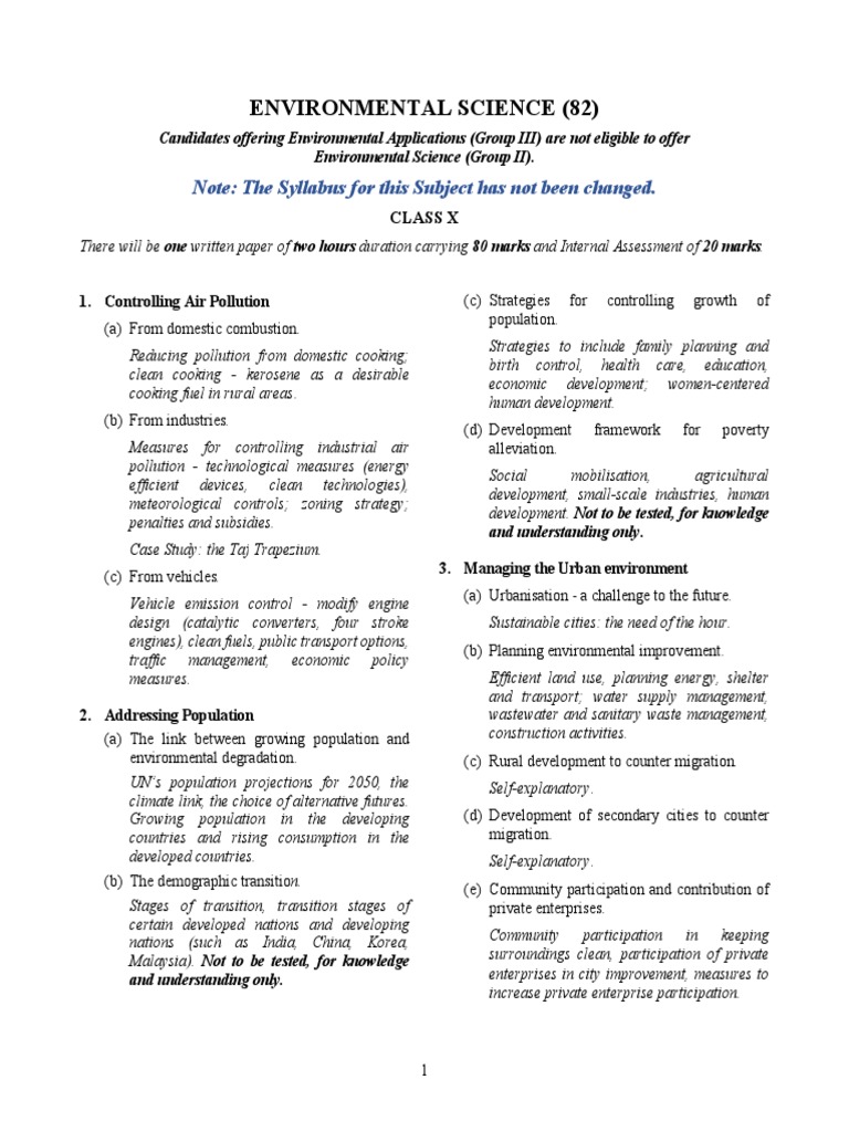 Environmental Science Syllabus | PDF | Agriculture | Biodiversity