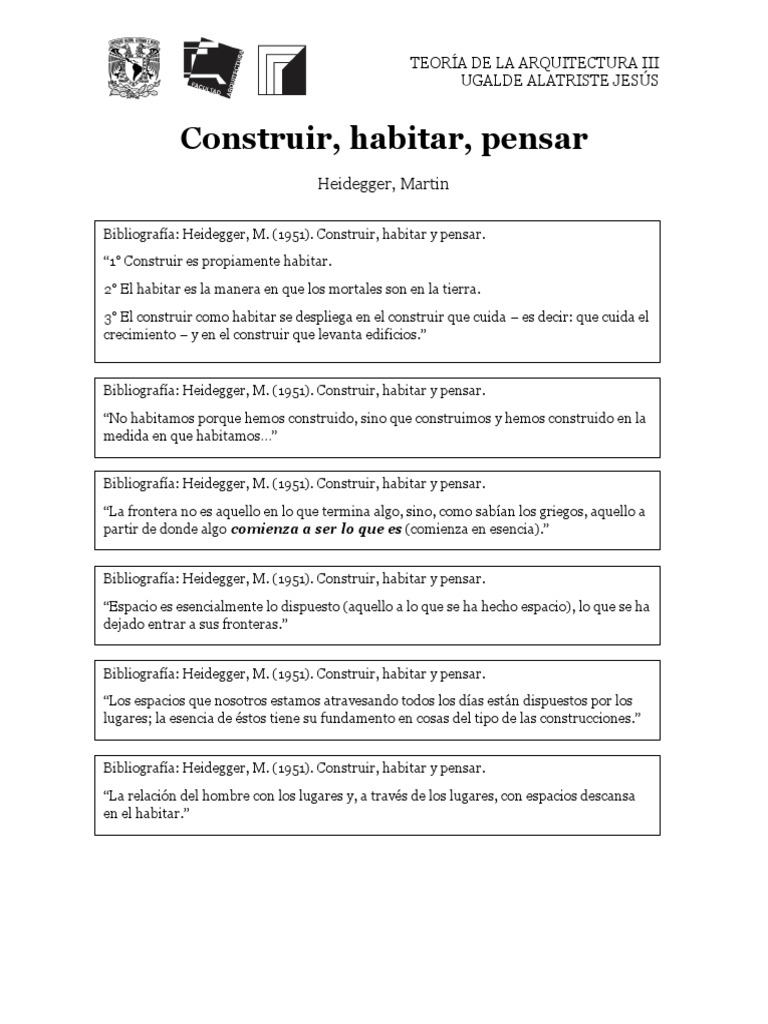 Construcción y Habitar en Heidegger | PDF
