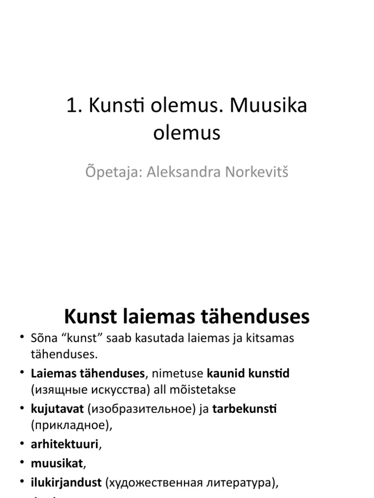 Kunsti Olemus, Muusika Olemus | PDF