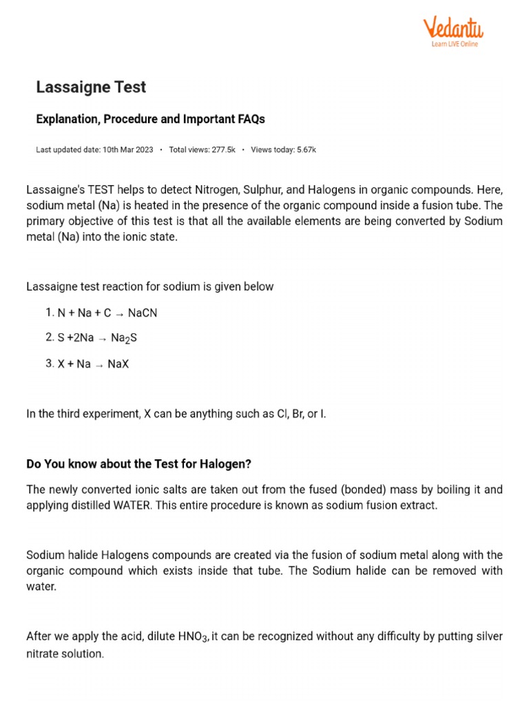Lassaigne Test | PDF