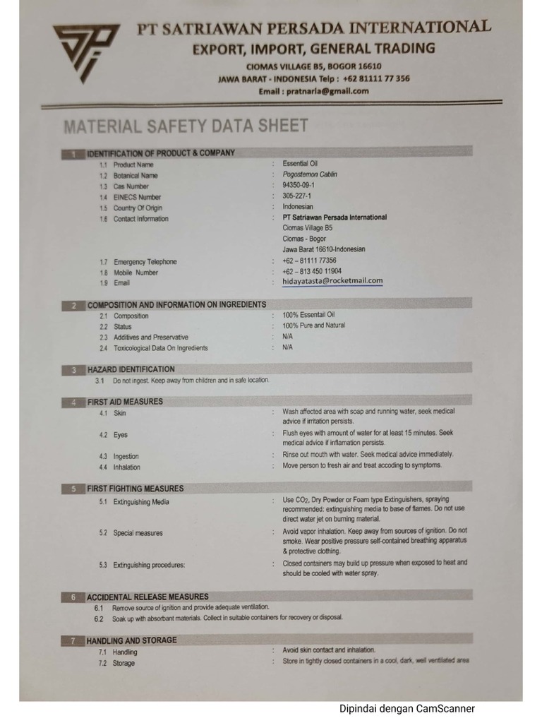 Msds Oil PDF | PDF