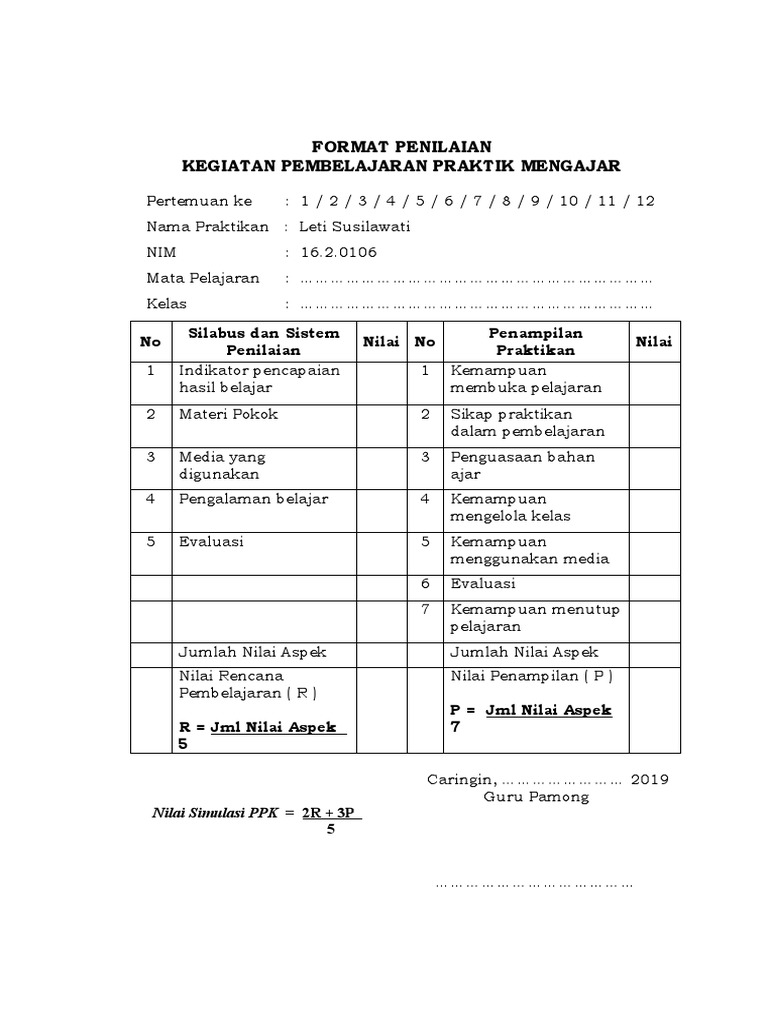 Format Penilaian | PDF