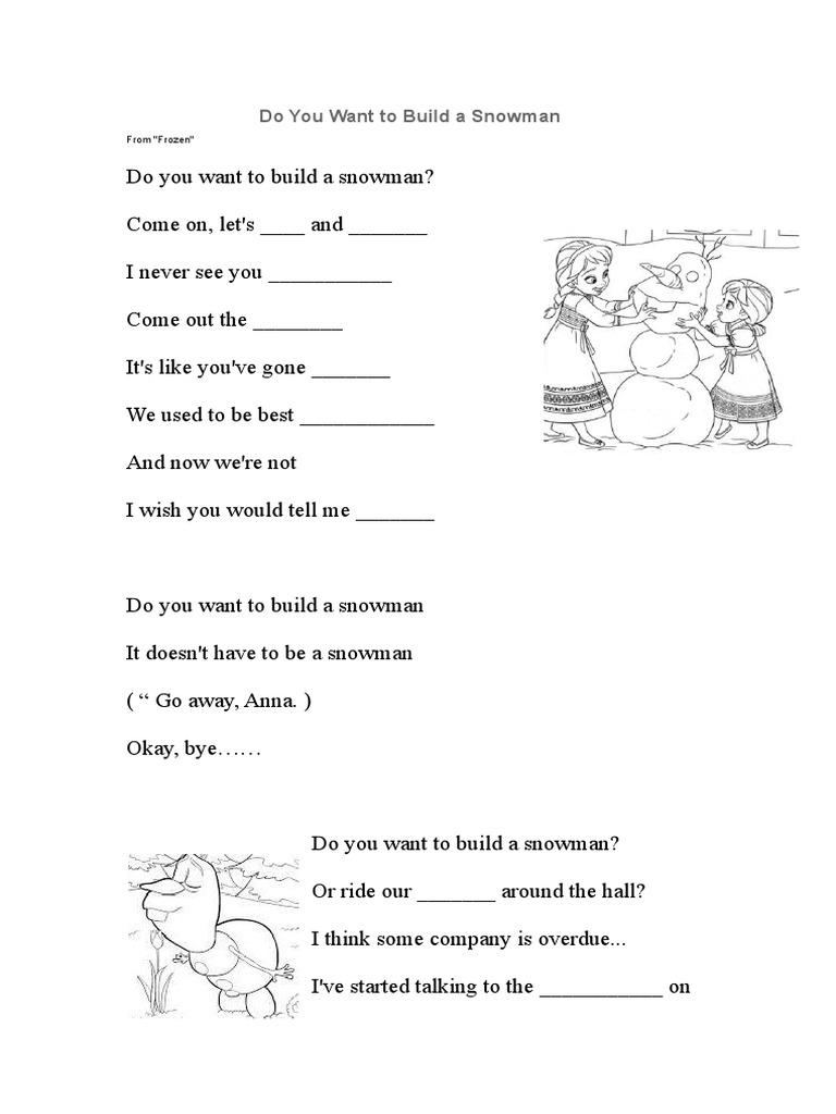 Snowman Song Lyrics from Frozen | PDF