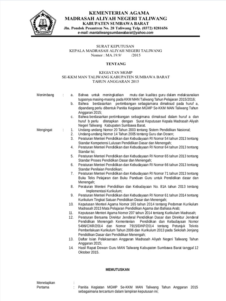 Dokumen - Tips - SK Panitia MGMP 2015 | PDF