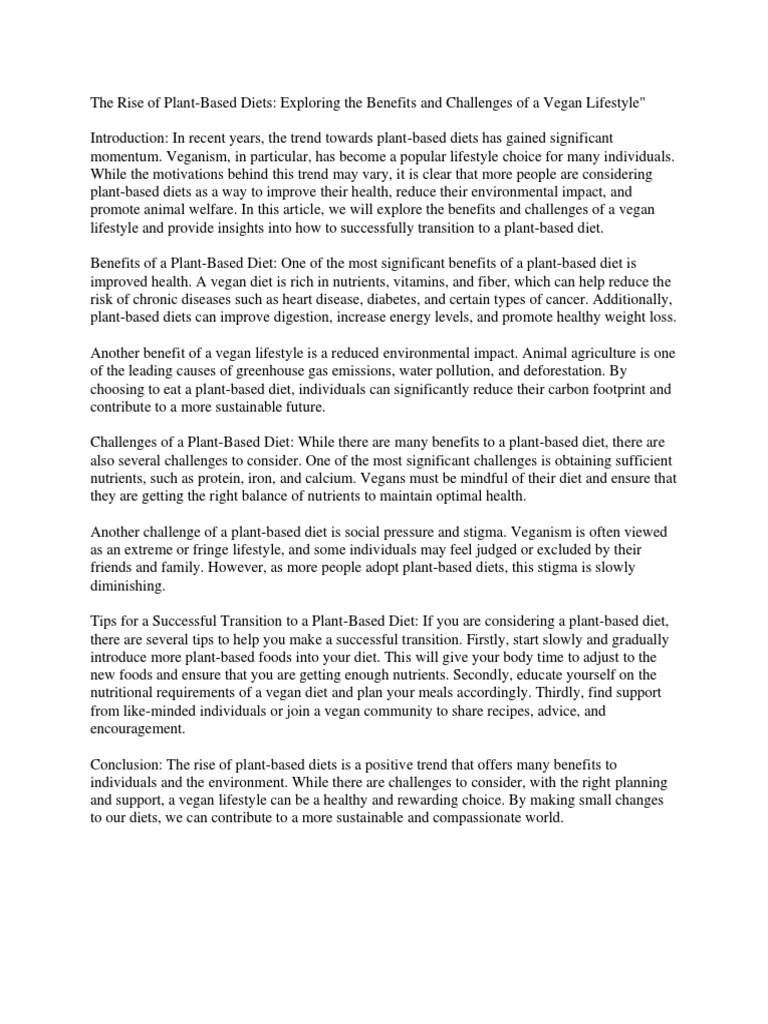 The Rise of Plant-Based Diets PDF | PDF | Dieting | Veganism