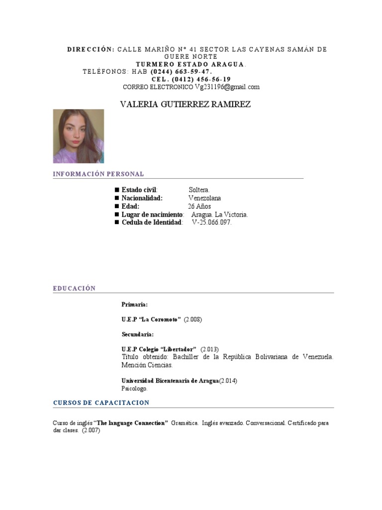 Curriculum Valeria | PDF