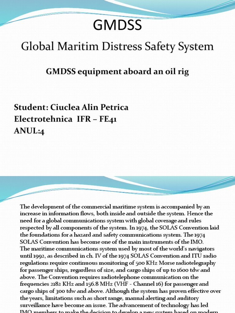 Proiect Ciuclea Alin Petrica GMDSS IFR FE41 | PDF | Telecommunications ...