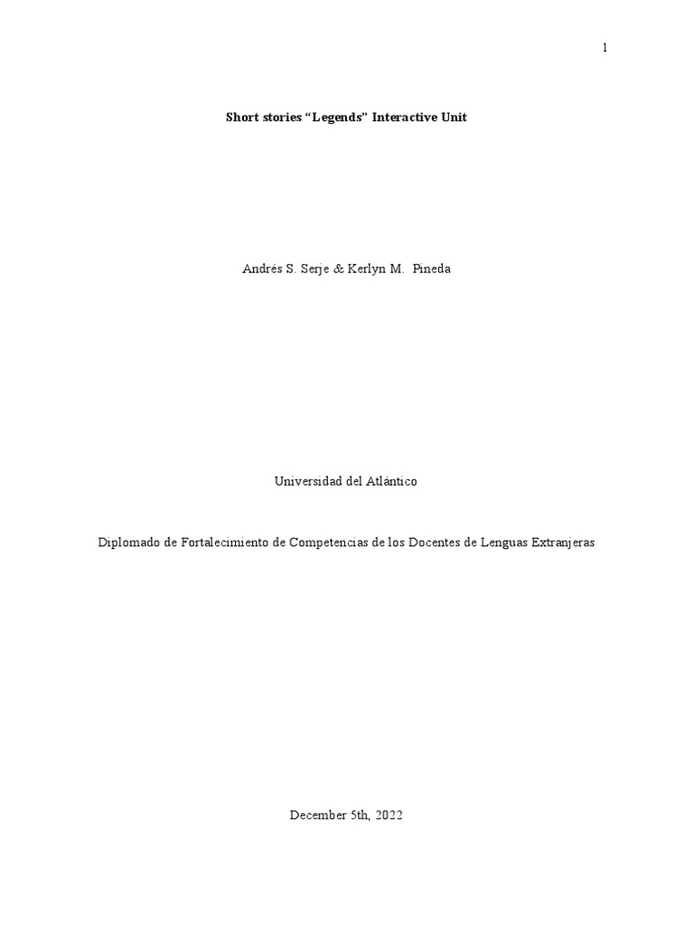 Pedagogical Proposal - Andres Serje & Kerlyn Pineda PDF | PDF | King ...