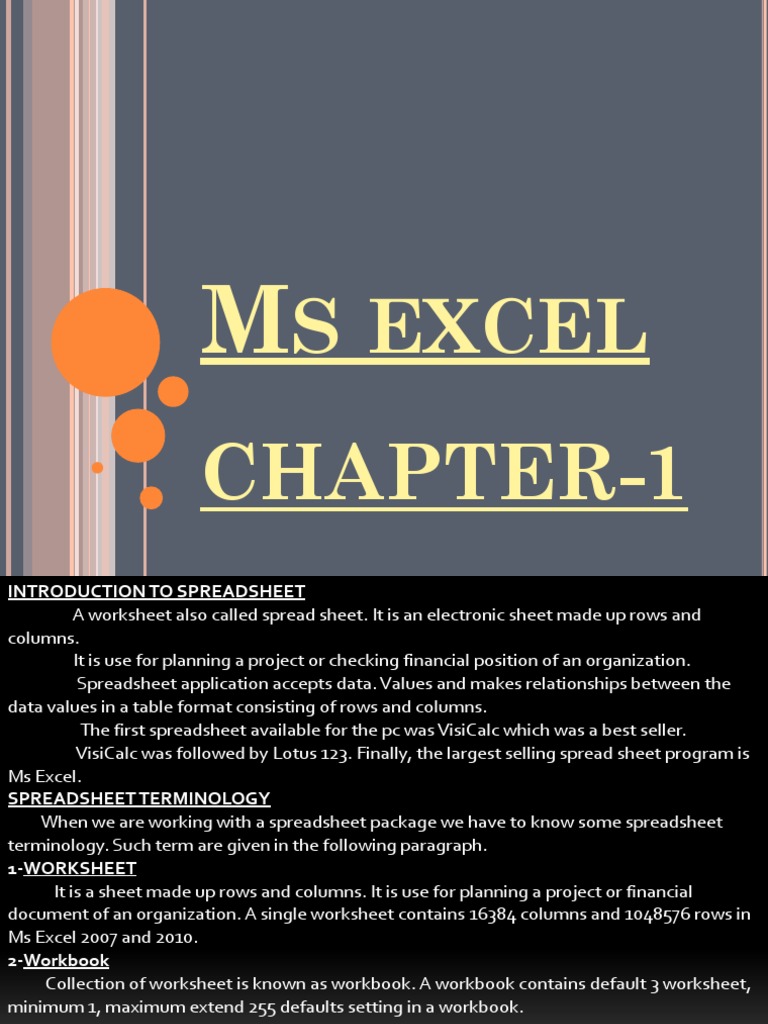 Chapter 1 | PDF | Spreadsheet | Microsoft Excel