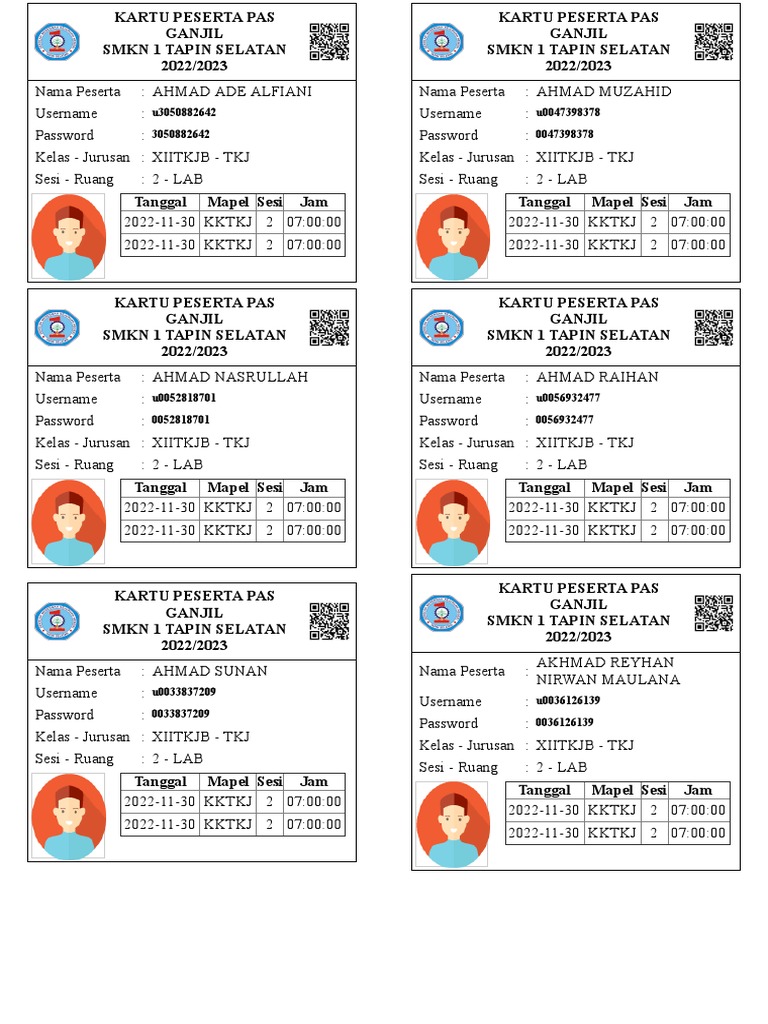 Kartu Pas Xii TKJ B | PDF