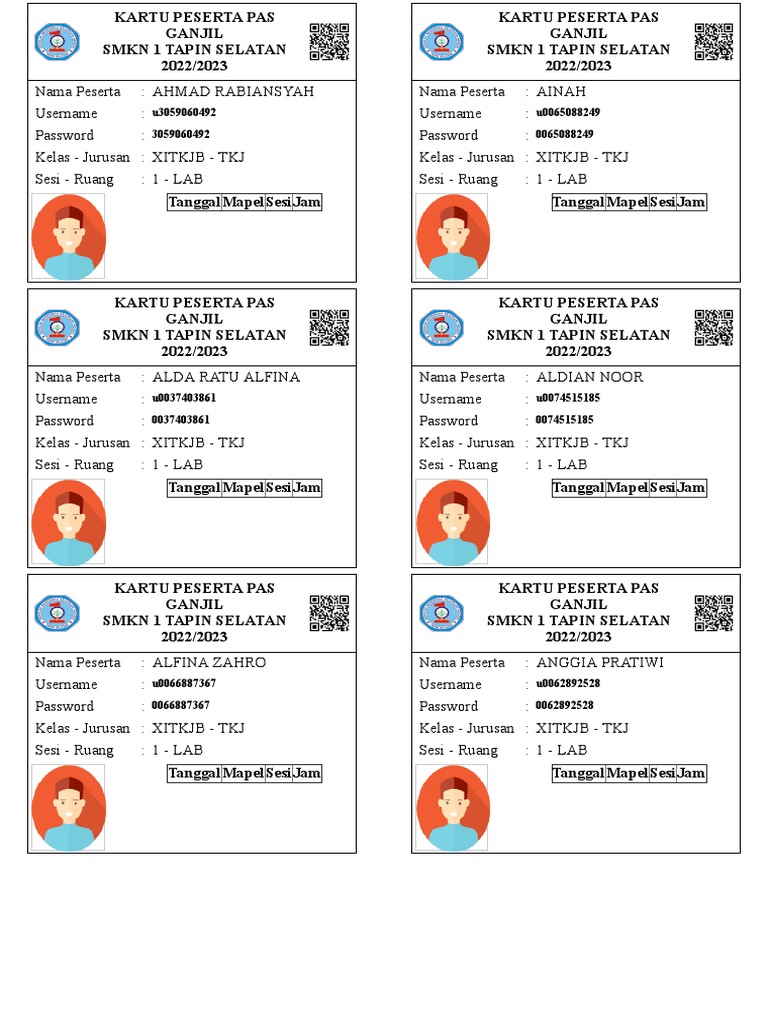 Kartu Pas Xi TKJ B | PDF