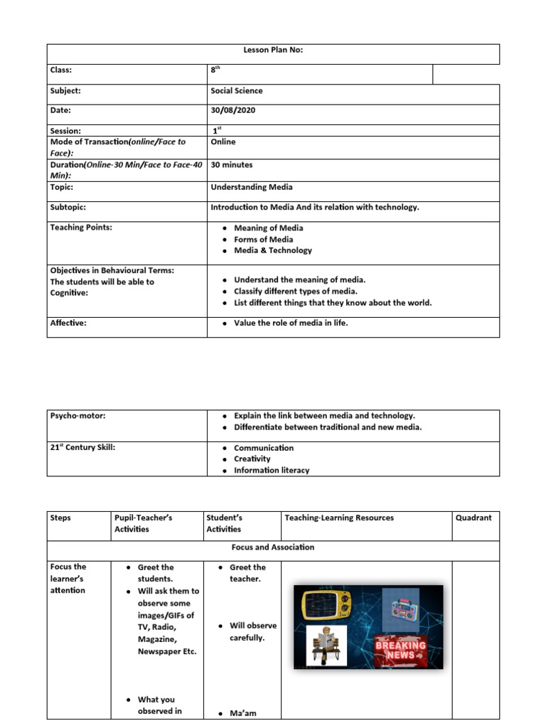 Lesson Plan-4 SST | PDF | Learning | Human Communication