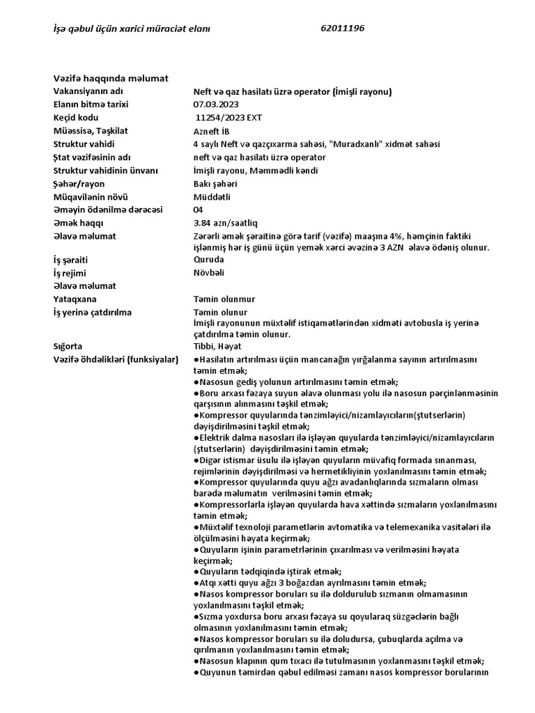 Daten#bersicht - Neft V# Qaz Hasilat# #ZR# Operator (#Mi#li Rayonu) | PDF