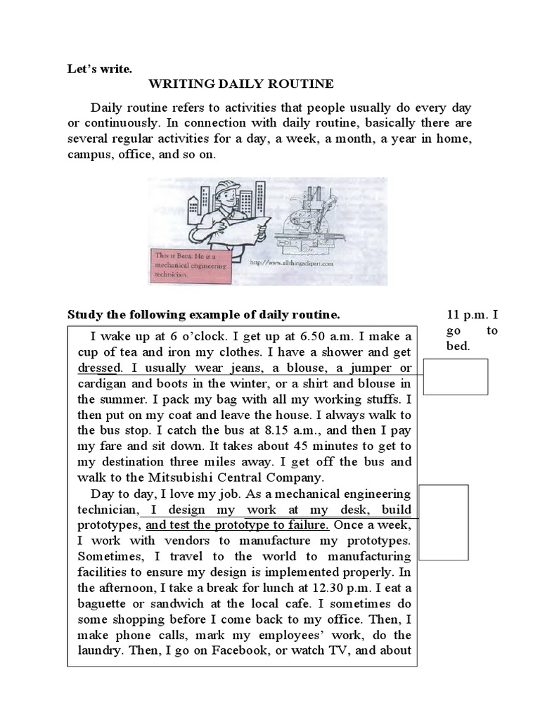 Daily Routine Writing Guide | PDF | Lunch | Verb