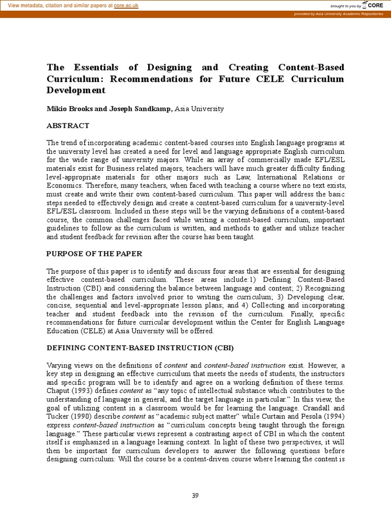Curriculum and Materials Cbli | PDF | Curriculum | Teachers