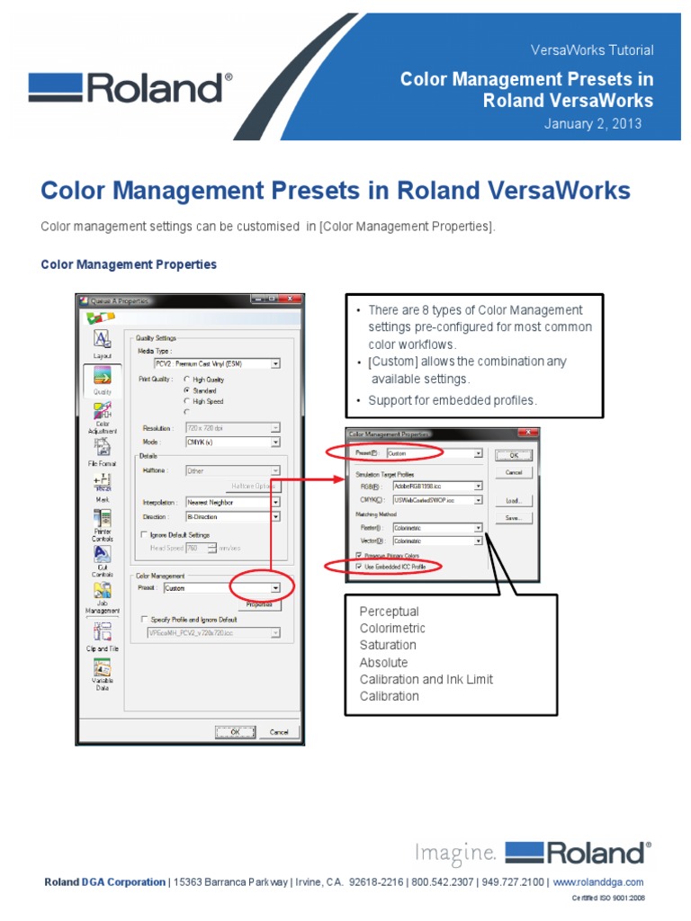 Color Management Presets in Roland VersaWorks PDF | PDF | Artistic ...
