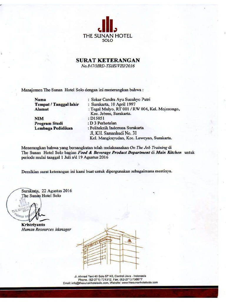 Surat Keterangan Ojt | PDF