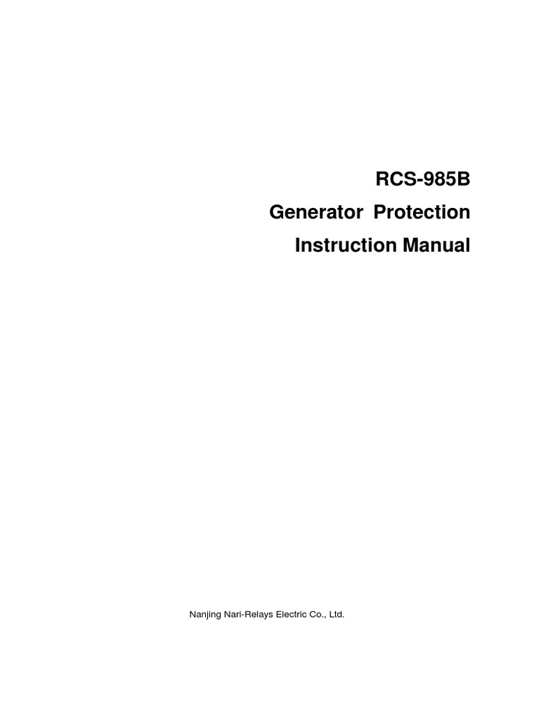 1 RCS-985B Generator Protection Instruction Manual PDF | PDF | Electric ...