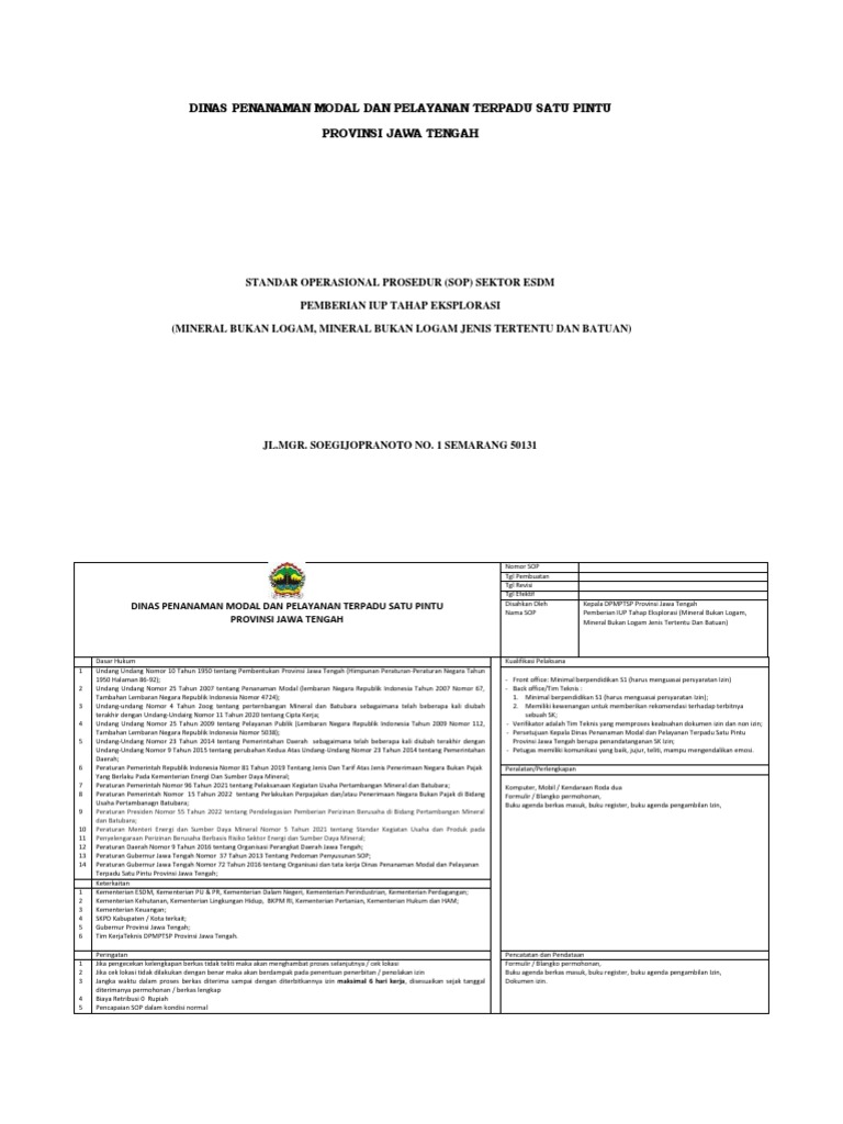 Sop Iup Eksplorasi | PDF