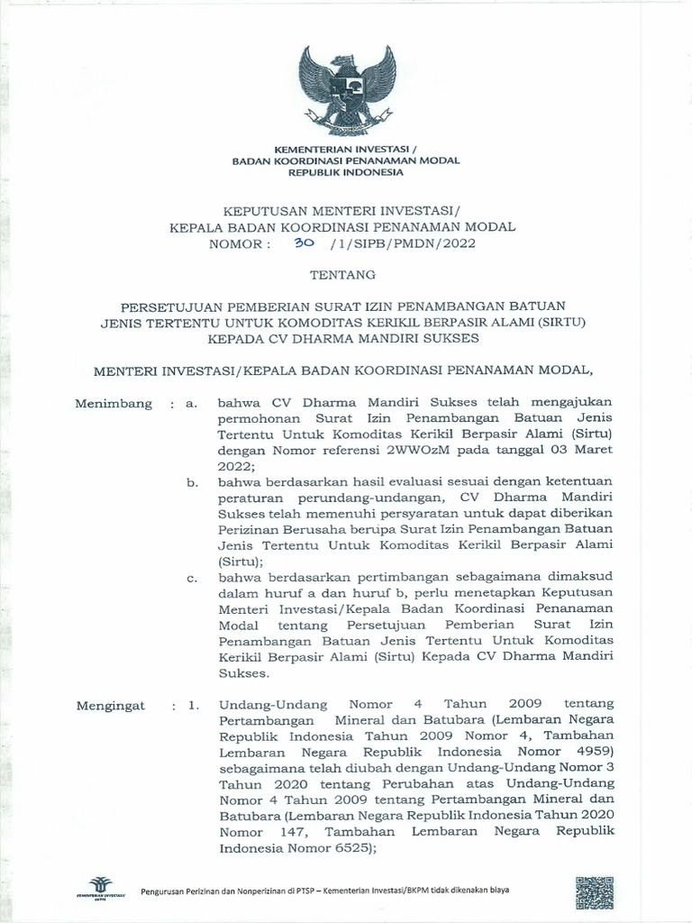 30.1.sipb - PMDN.2022-CV Dharma Mandiri Sukses | PDF