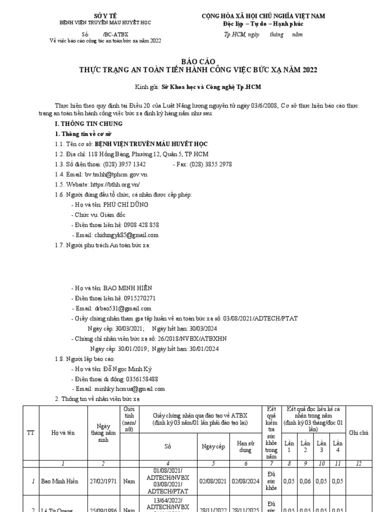 Mau Bao Cao Thuc Trang ATBX Danh Cho Co So Y Te Su Dung TB X-Quang 2022 ...