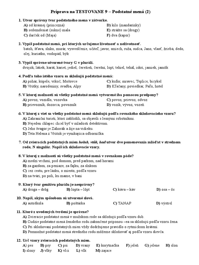 Podstatné Mená | PDF