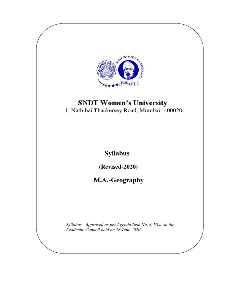 Ma Geography Syllabus Revised 2020 | PDF | Geomorphology | Statistics