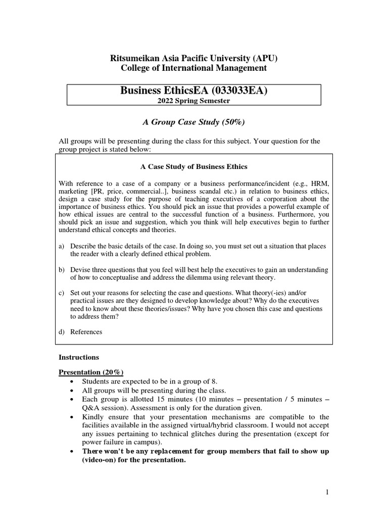 Business Ethics Final Group Project | PDF | Business Ethics | Theory