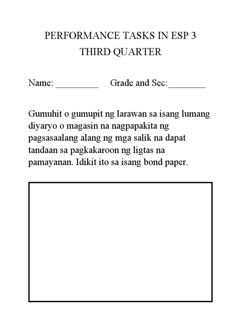 Performance Tasks in Esp 3 | PDF
