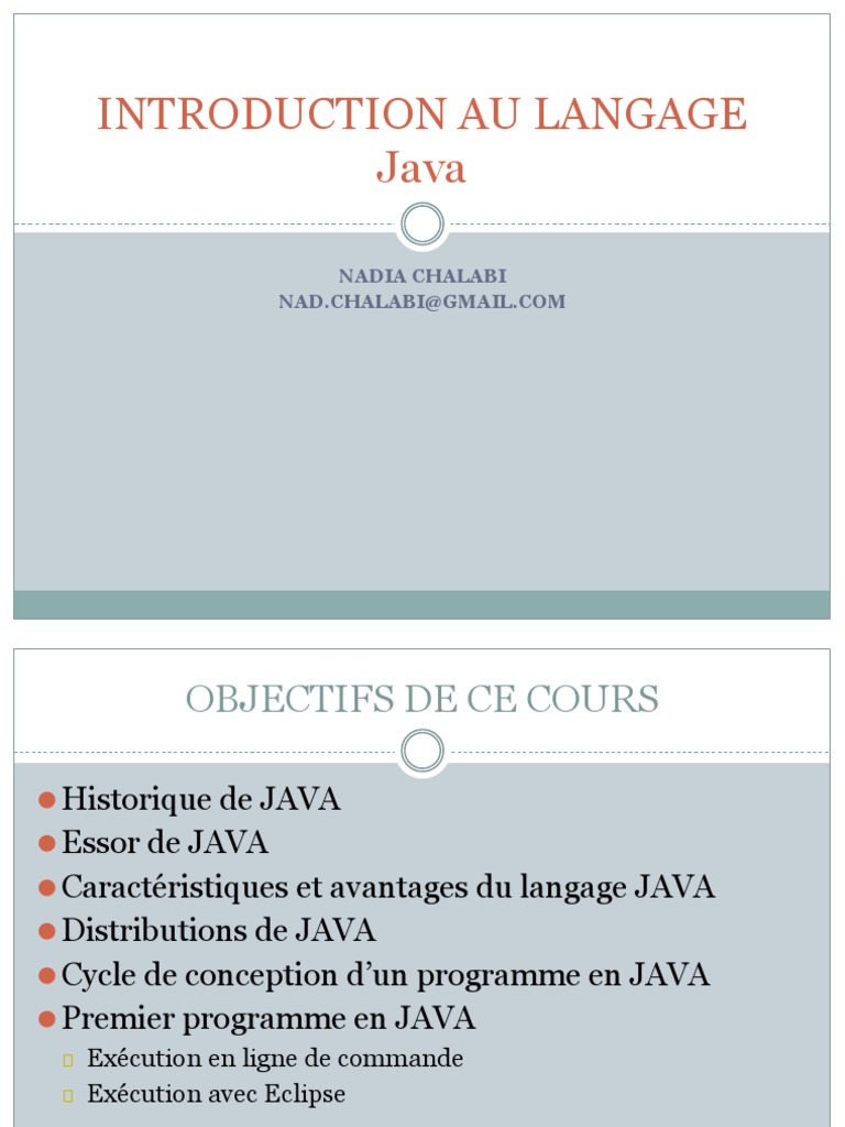 Cours 1 JAVA 2022 | PDF | Java (Langage de programmation) | Machine virtuelle Java