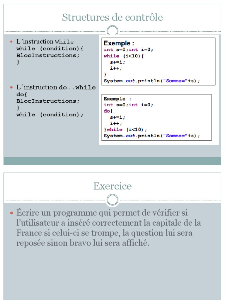 Cours 3 JAVA 2022 | PDF | Variable (informatique) | Structure de contrôle