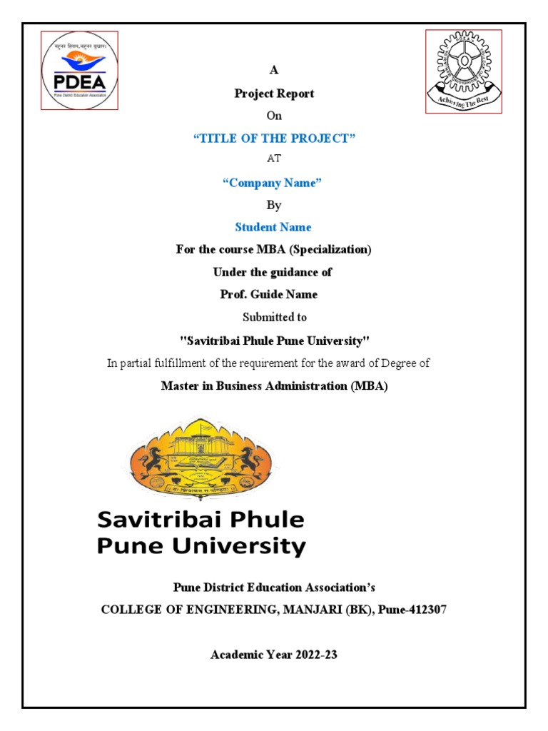 Project Report Format 2022-23 | PDF | Master Of Business Administration