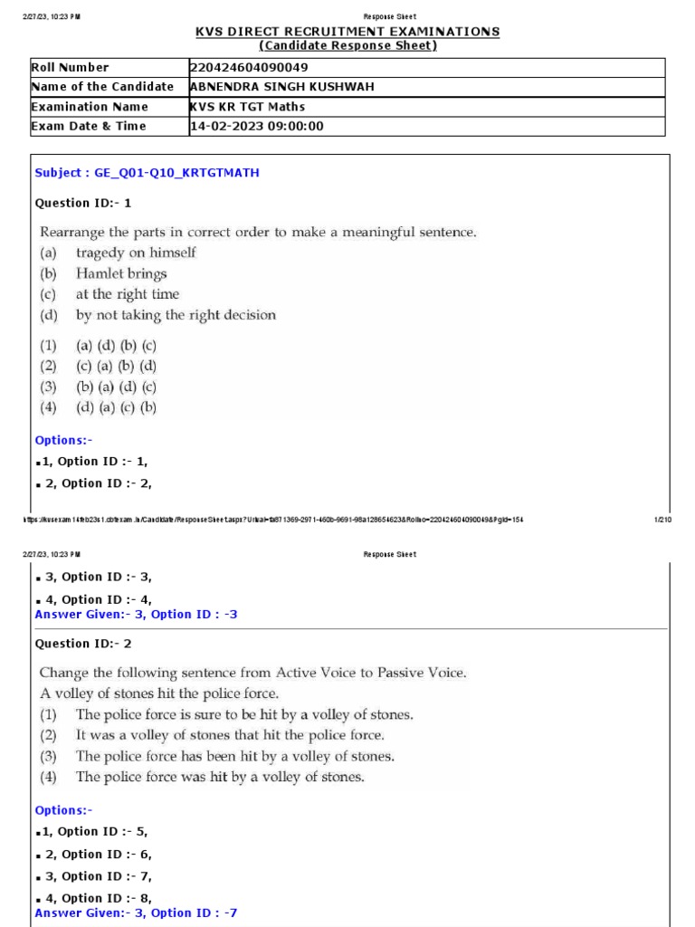 K V Response | PDF | Qualifications | Student Assessment And Evaluation