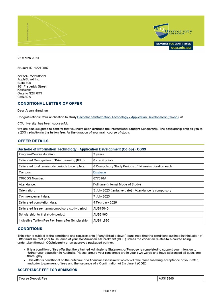 Mandhan Aryan Letter of Offer | PDF | Travel Visa | Credit Card Mandhan Aryan Letter of Offer | PDF | Travel Visa | Credit Card