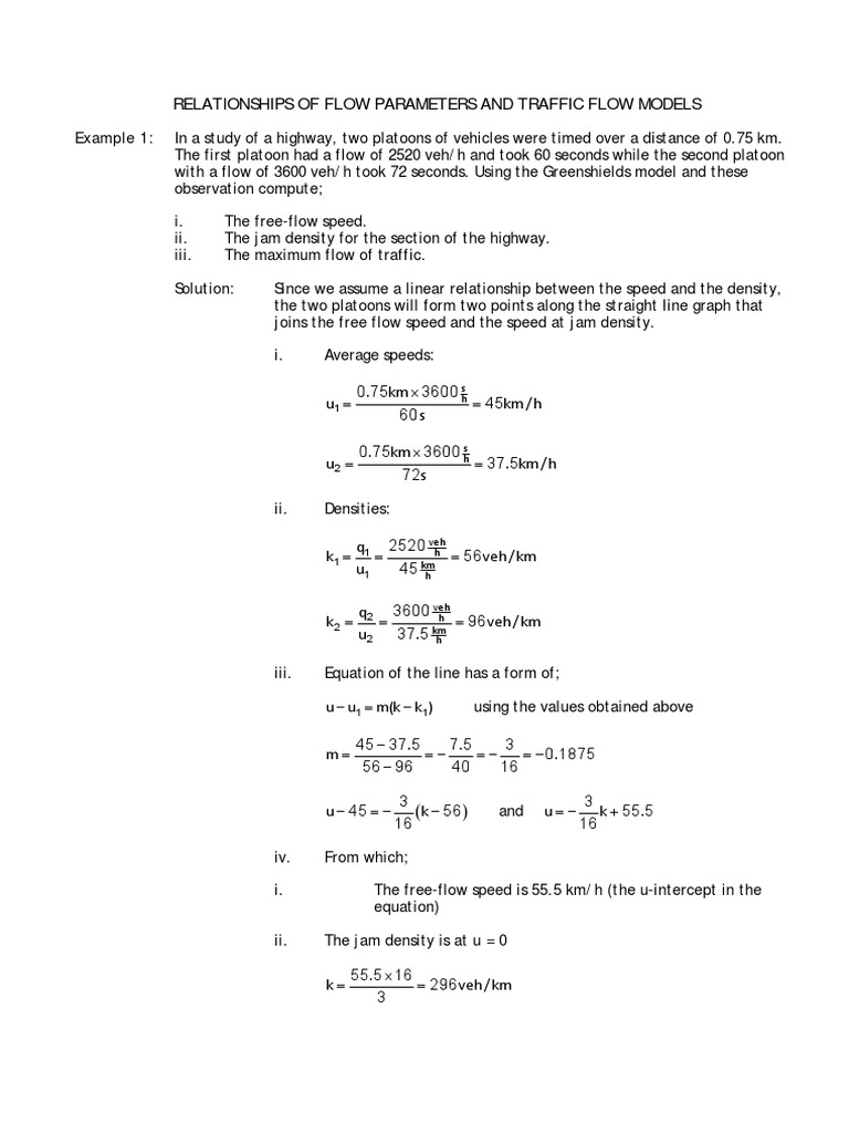 Module 01 - Traffic Flow Relationships - Tutorials PDF | PDF | Speed ...