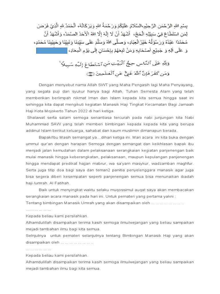 MC Manasik Haji | PDF