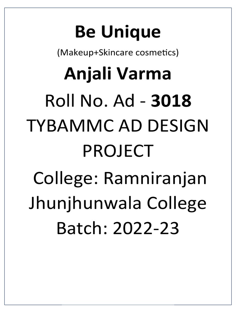 Ad Design BE UNIQUE COSMETICS | PDF | Advertising | Brand