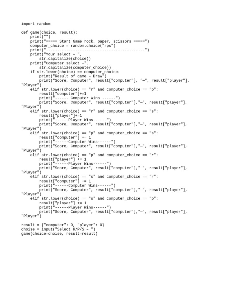 Rock, Paper, Scissors Game Code | PDF | Games & Activities | Teaching Methods & Materials