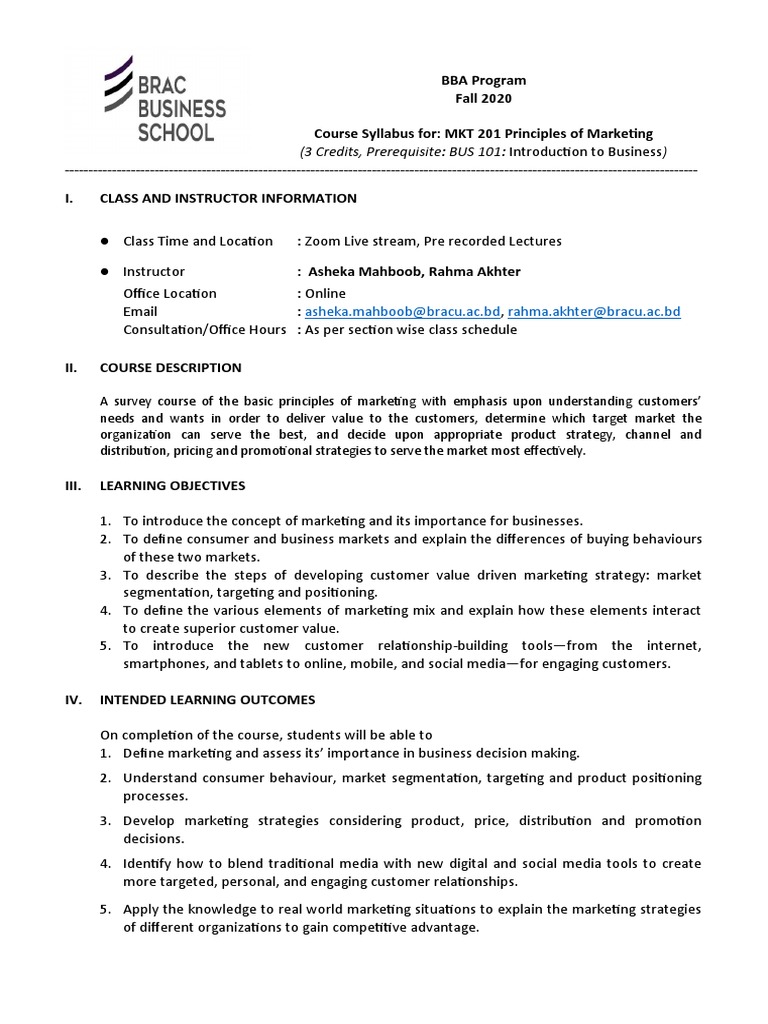Mkt201 Course Outline Fall 2020 | PDF | Marketing | Consumer Behaviour Mkt201 Course Outline Fall 2020 | PDF | Marketing | Consumer Behaviour